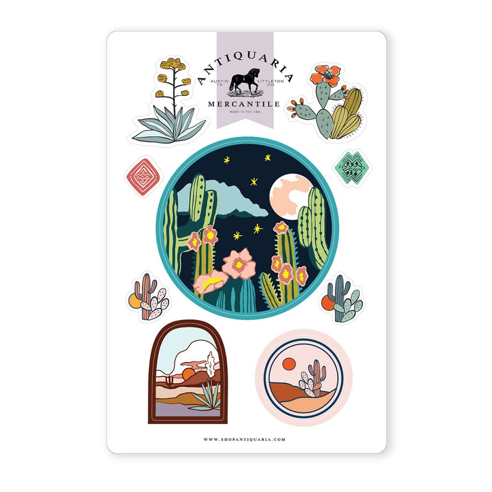 Night Cactus Sticker Sheet: Declare Love with Fun Stickers